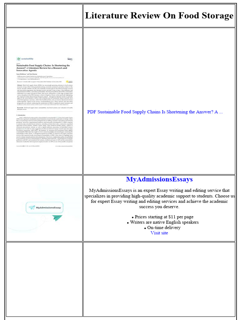 Literature Review On Food Storage | PDF | Sustainable Agriculture ...