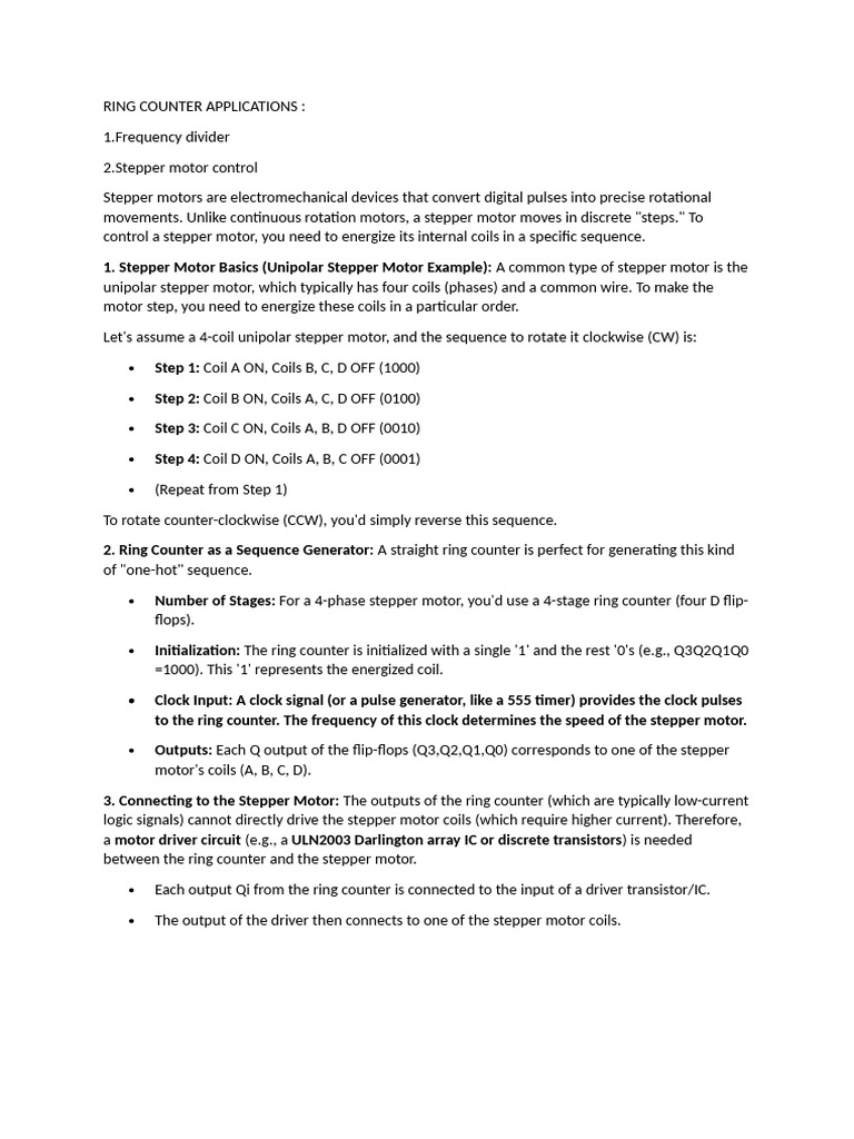Stepper Motor Control with Ring Counter | PDF | Electric Motor ...