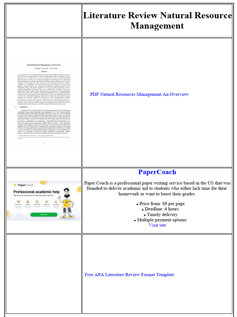 Literature Review Natural Resource Management | PDF | Corporate Social ...