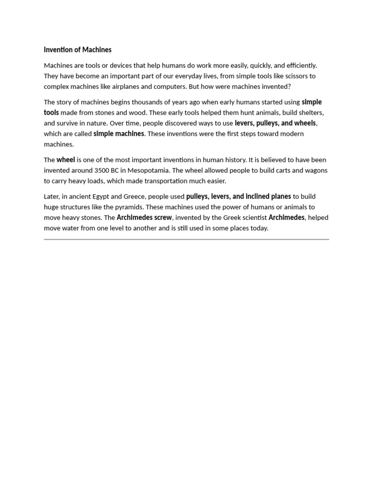 3-Invention of Machines | PDF | Machines | Tools