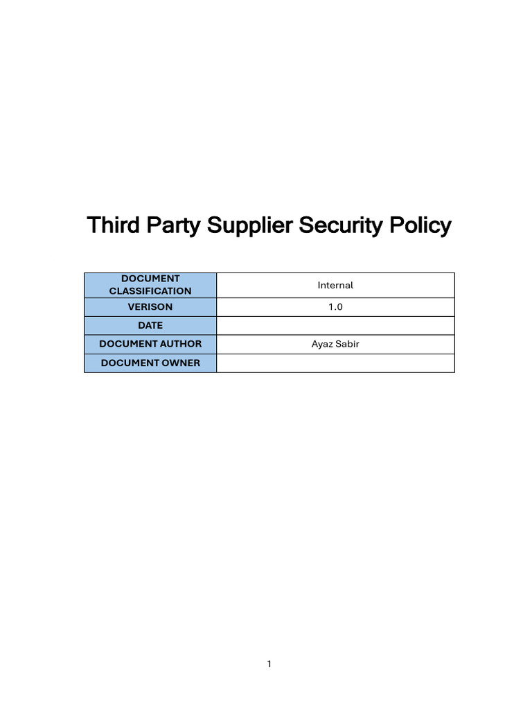 Third-Party Supplier Security Policy | PDF | Information Security ...