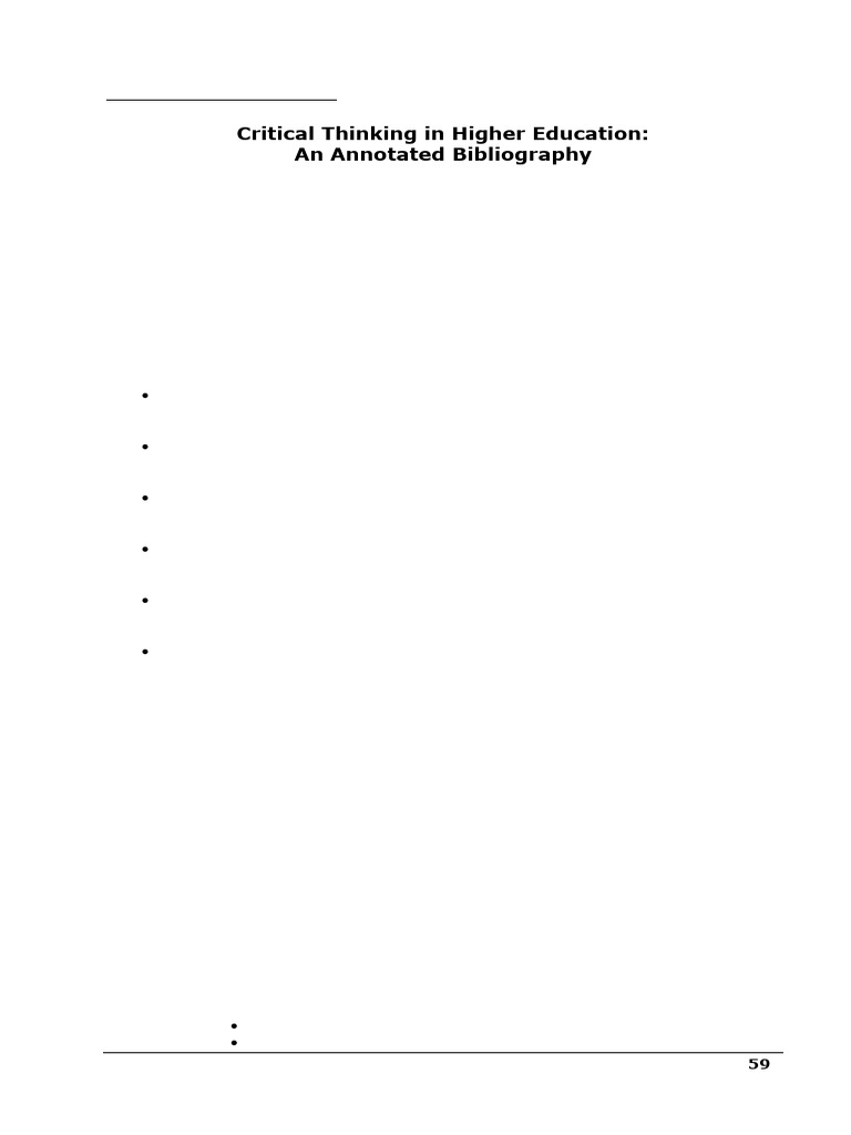 Annotated Bibliography on Critical Thinking | PDF | Critical Thinking ...