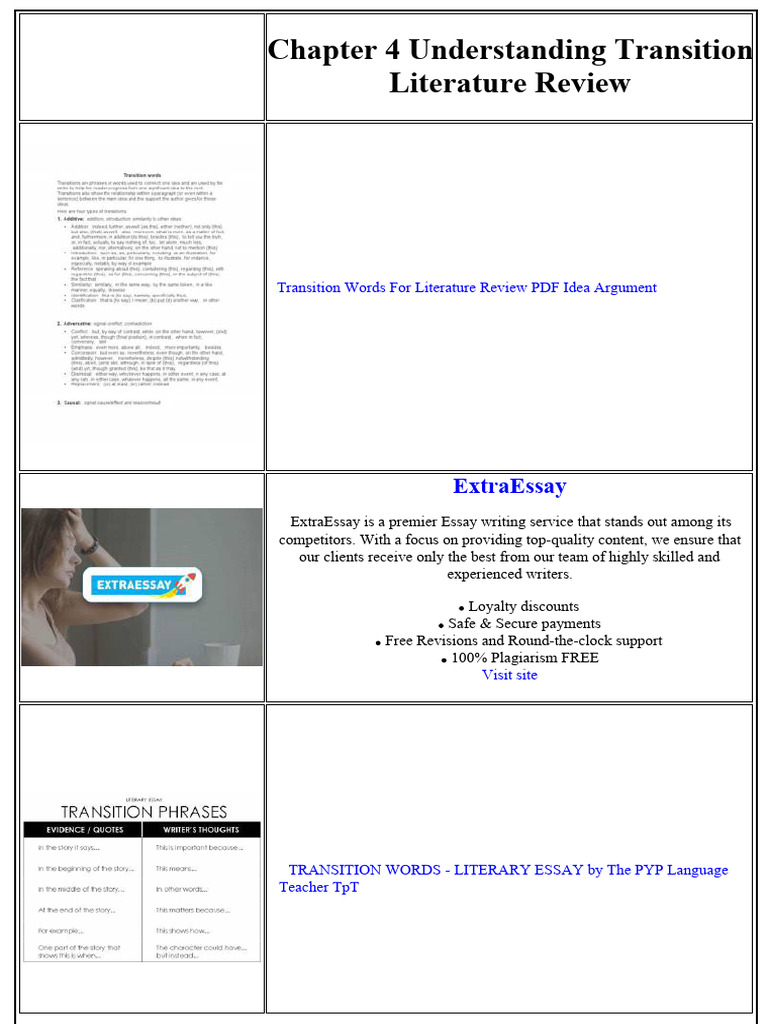 Chapter 4 Understanding Transition Literature Review | PDF | Essays | Causality