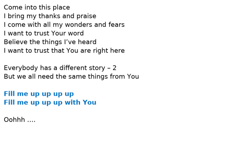 Fill Me Up - Tasha Cobbs Lyrics | PDF