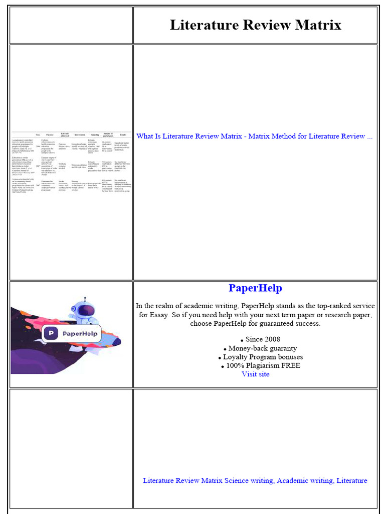 Literature Review Matrix | PDF | Inventory | Curriculum