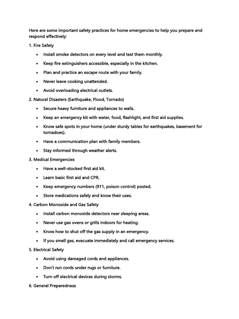 Essential Home Emergency Safety Tips | PDF