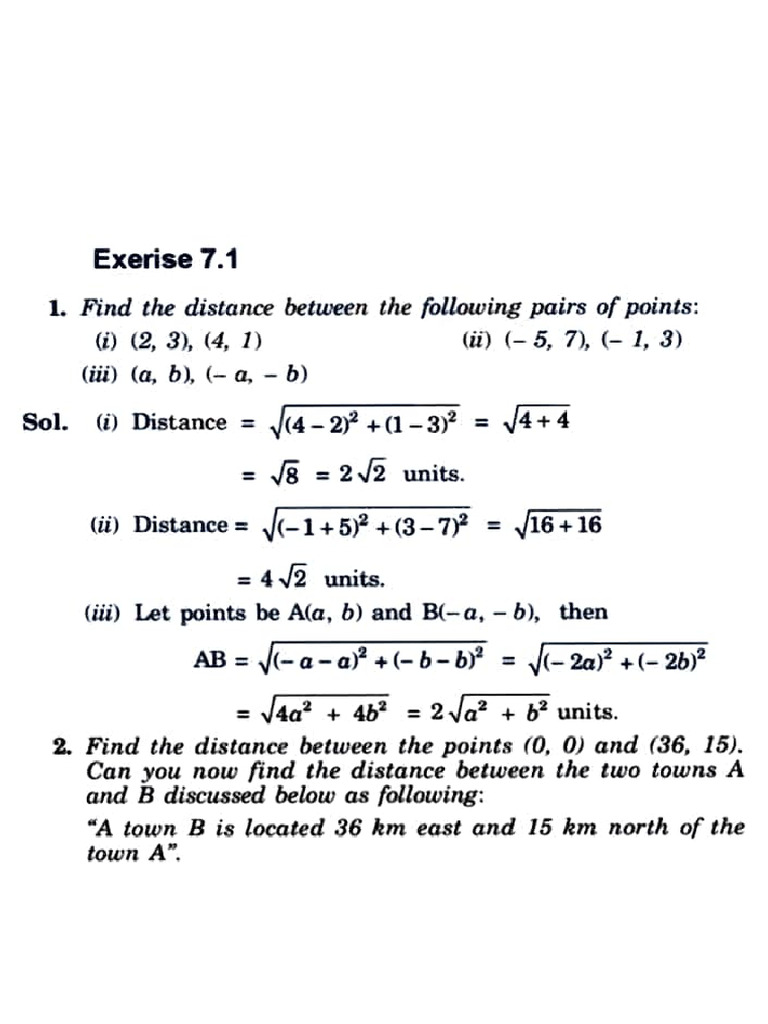 Cordinate Geometry Ex-7.1 | PDF | Geometry | Euclidean Geometry