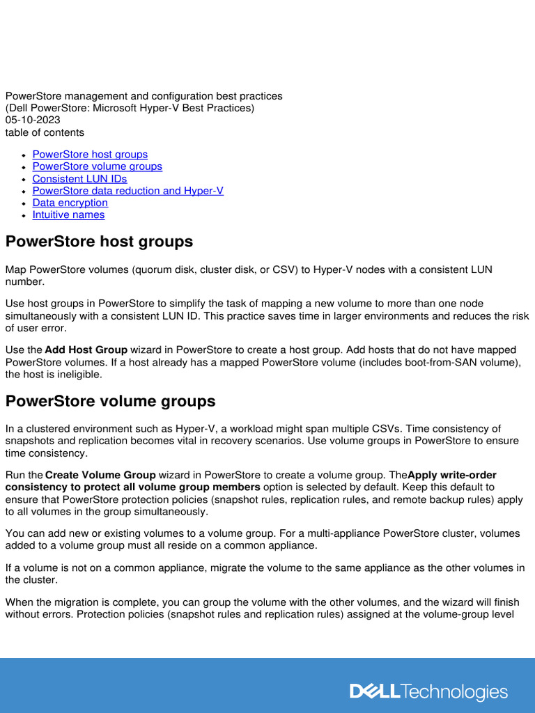 PowerStore Management and Configuration Best Practices | PDF | Replication (Computing ...