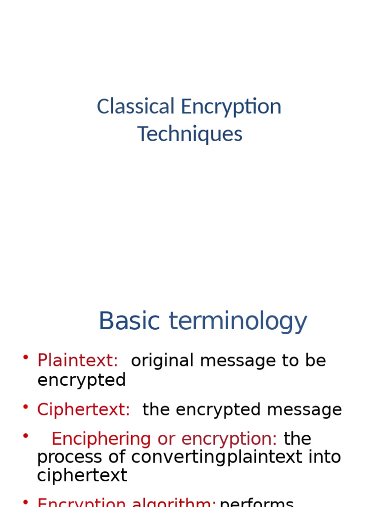 Classical Encryption Techniques | PDF | Cryptography | Cipher