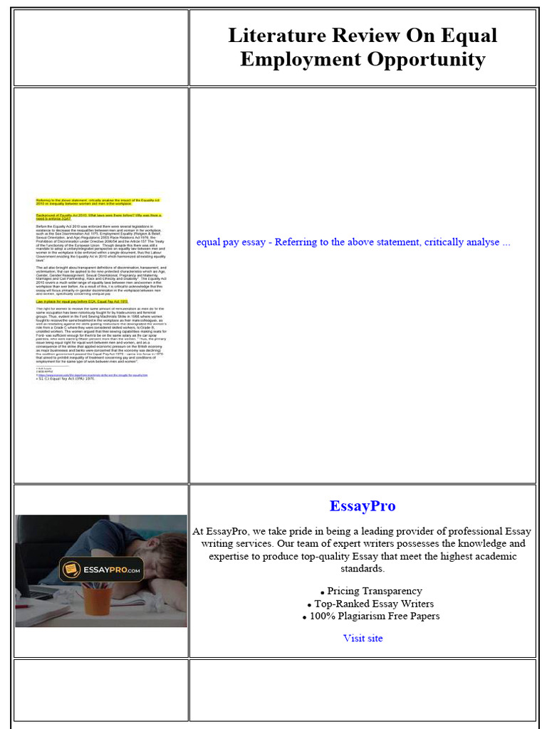 Literature Review On Equal Employment Opportunity | PDF | Employment | Equal Opportunity