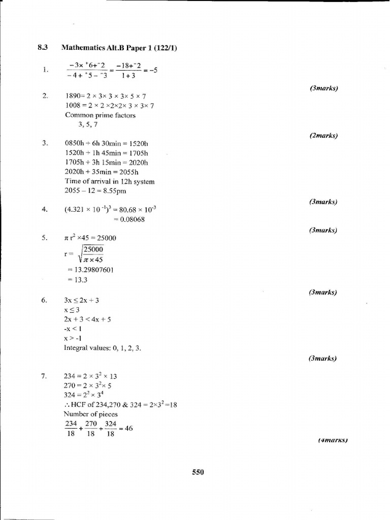 2011 Kcse Kcse Kcse Mathematics Alt B Ms p2 | PDF