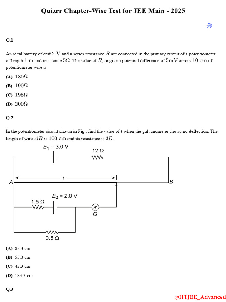 Current Electricity - Test 6 | PDF | Electromagnetism | Electronics