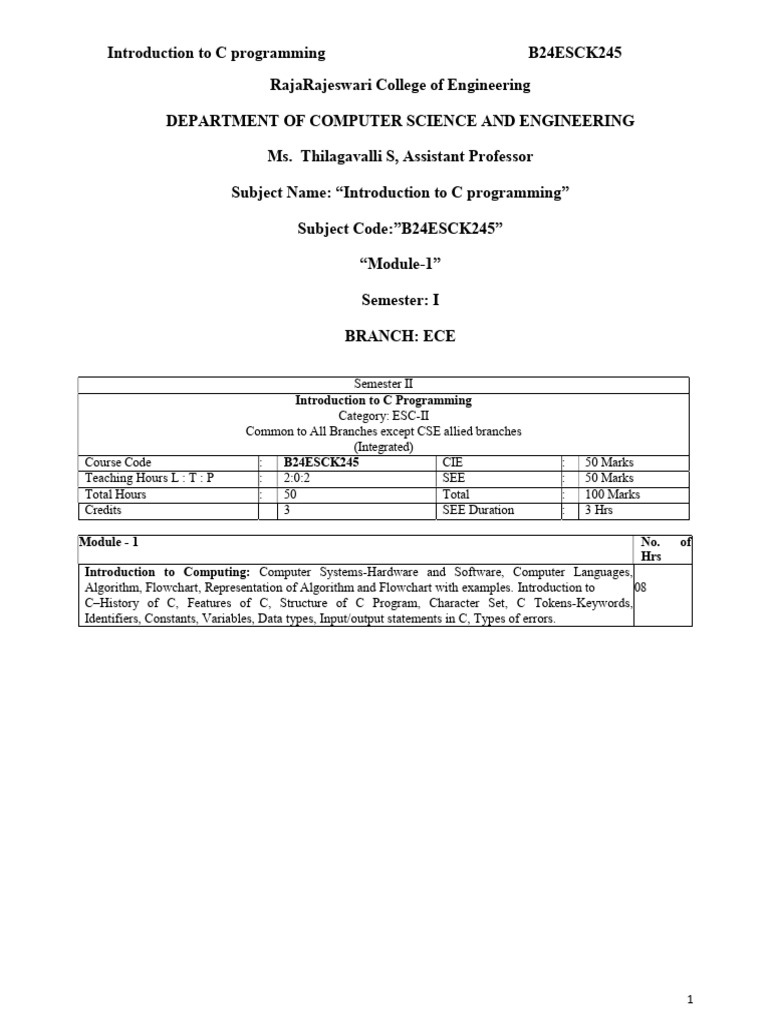 ICP Module 1 PDF | PDF | Programming Language | C (Programming Language)