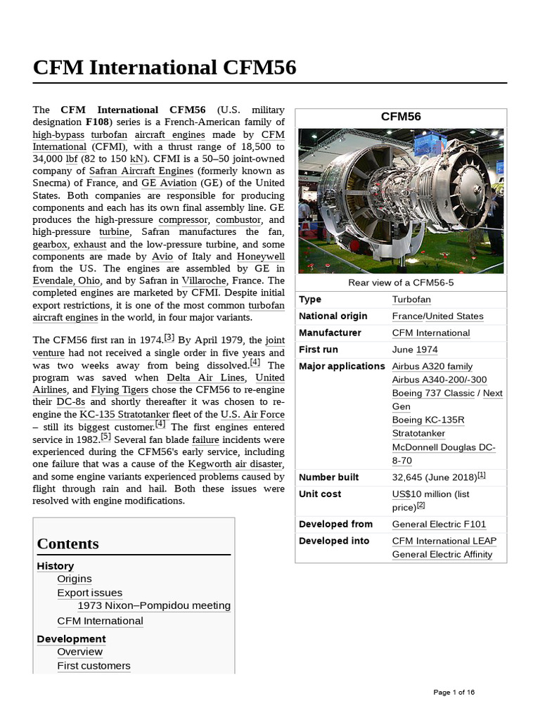 CFM56 Turbofan Engine Overview | PDF | Jet Aircraft | Aircraft