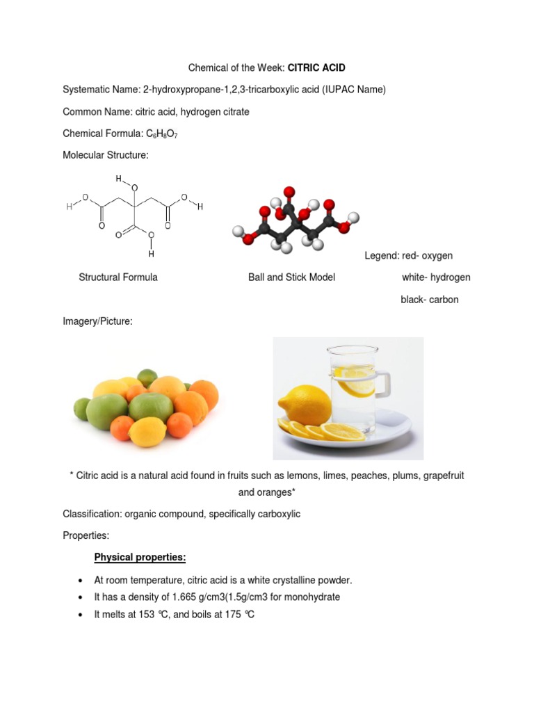 Citric Acid | PDF | Chemical Compounds | Physical Sciences