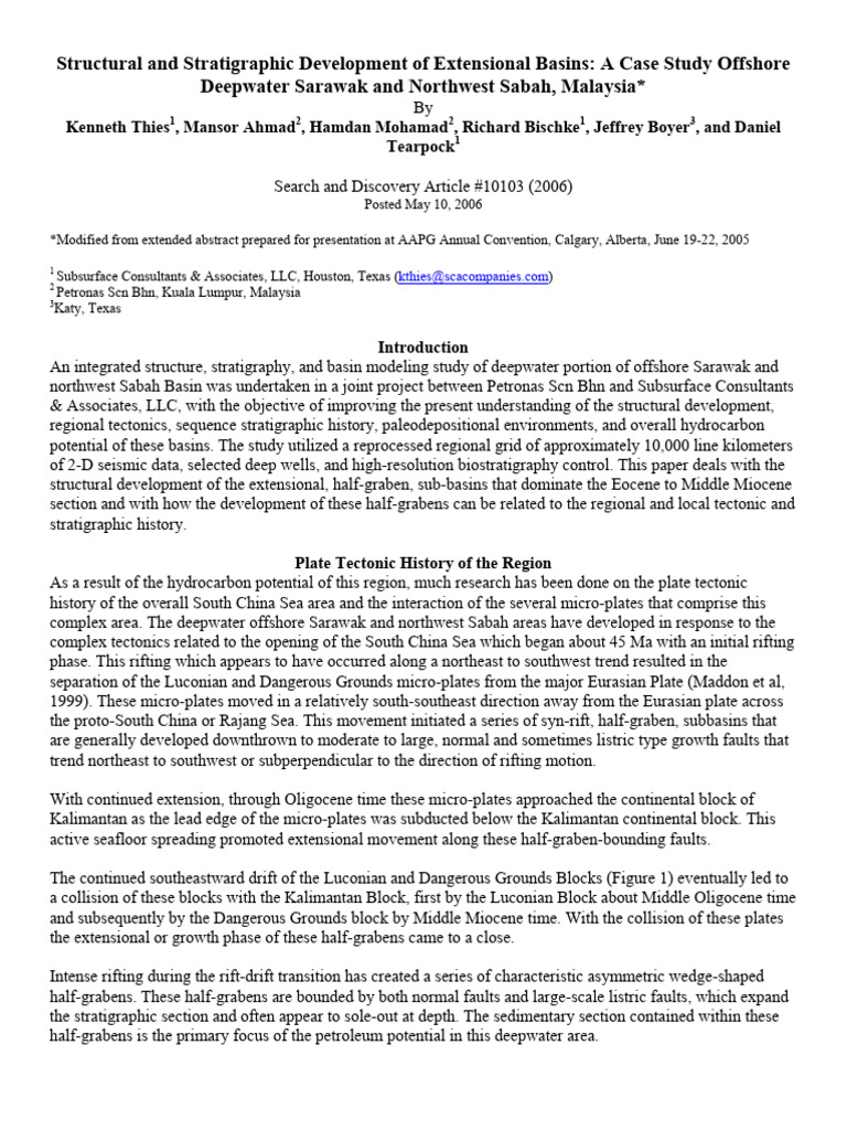 Structural and Stratigraphic Development of Extensional Basins: A Case ...