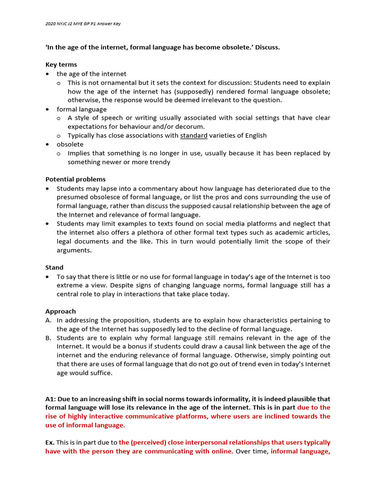 Relevance of Formal Language Online | PDF | Internet | Human Communication
