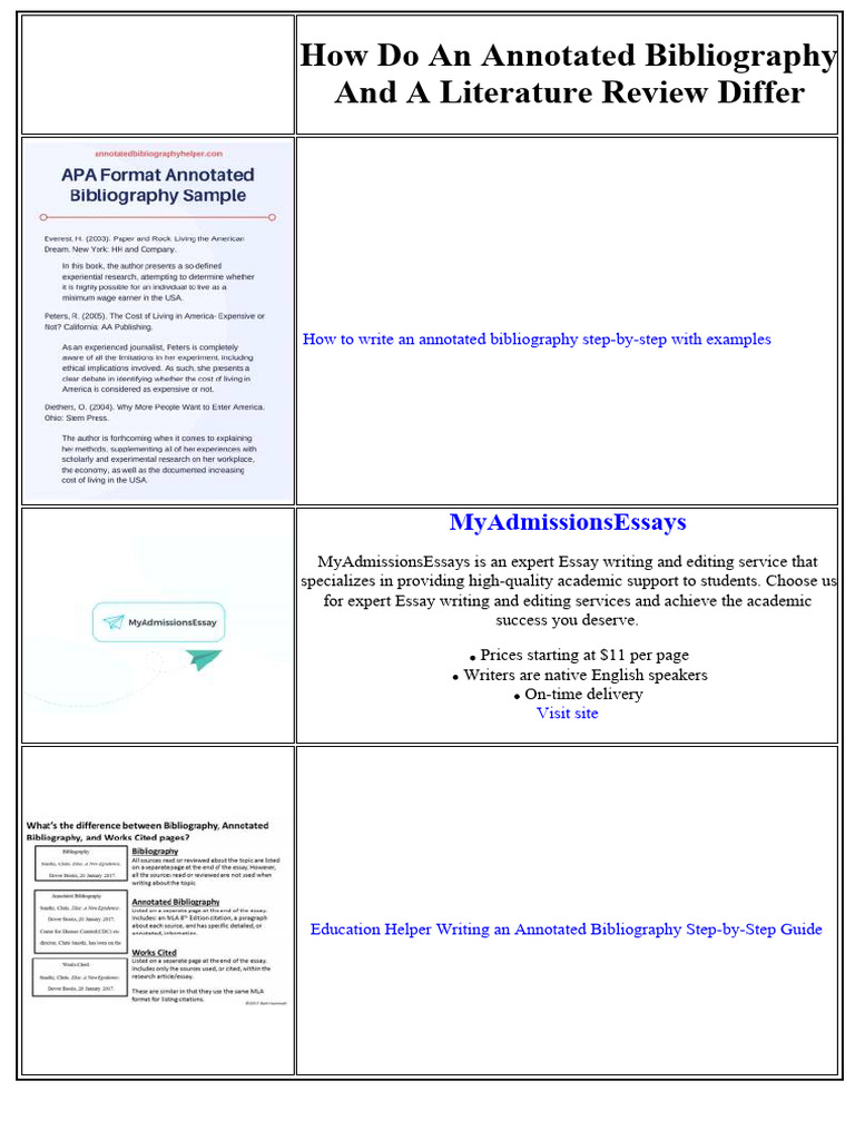 How Do An Annotated Bibliography and A Literature Review Differ | PDF ...