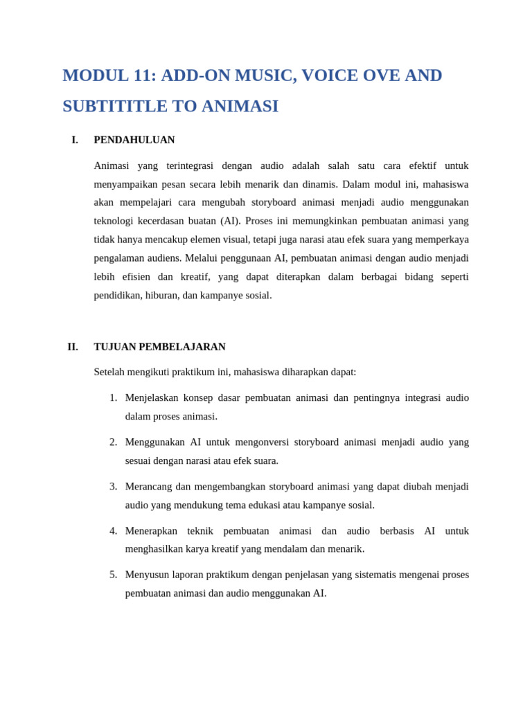 Integrasi Audio dalam Animasi AI | PDF