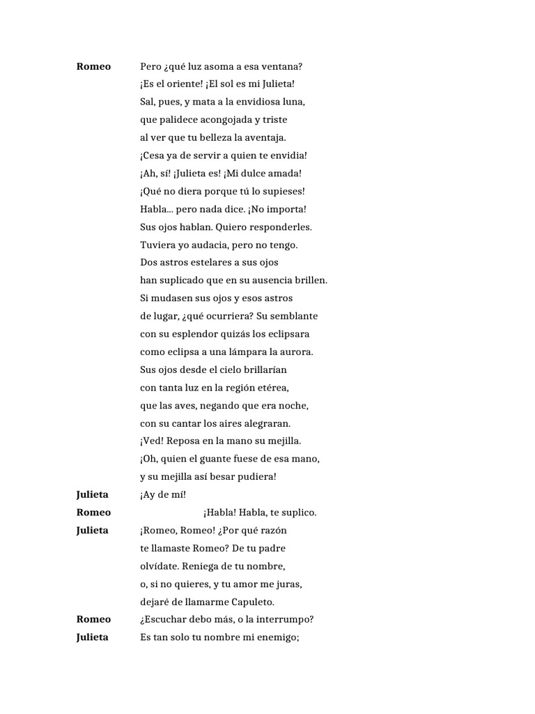 Diálogo de amor en el balcón | PDF | Romeo y Julieta | Amor
