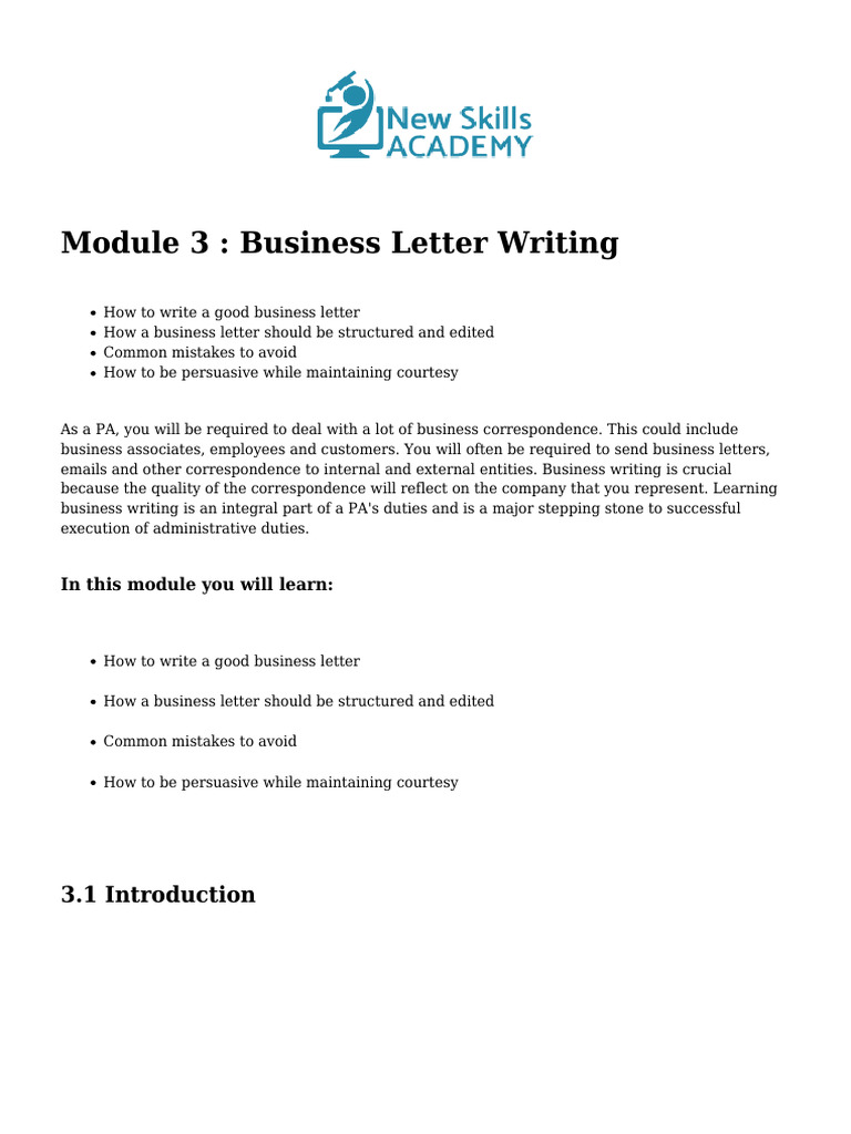 Business Letter Writing | PDF | Information | Sentence (Linguistics)