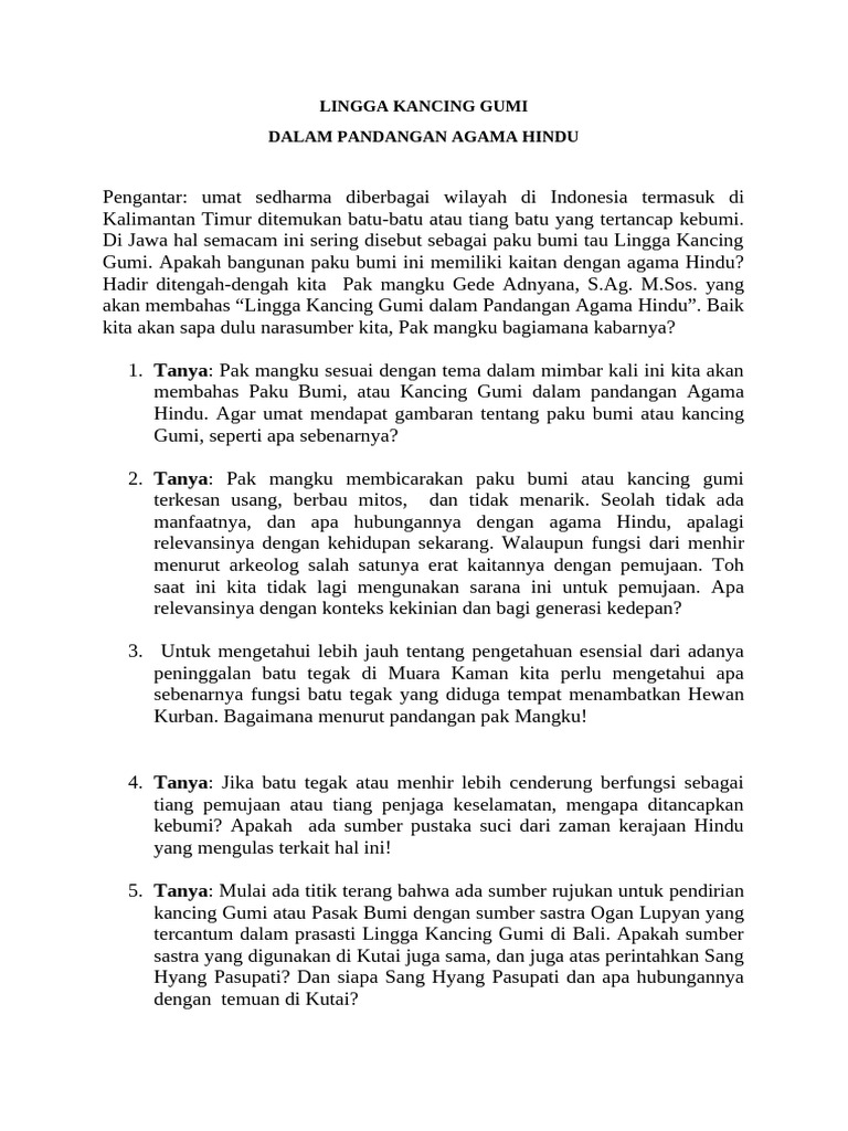 Lingga Kancing Gumi dalam Hindu | PDF