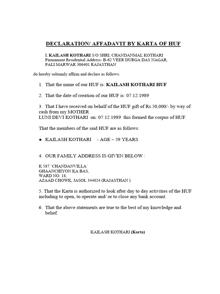 Kailash Kothari HUF_Gift Deed | PDF