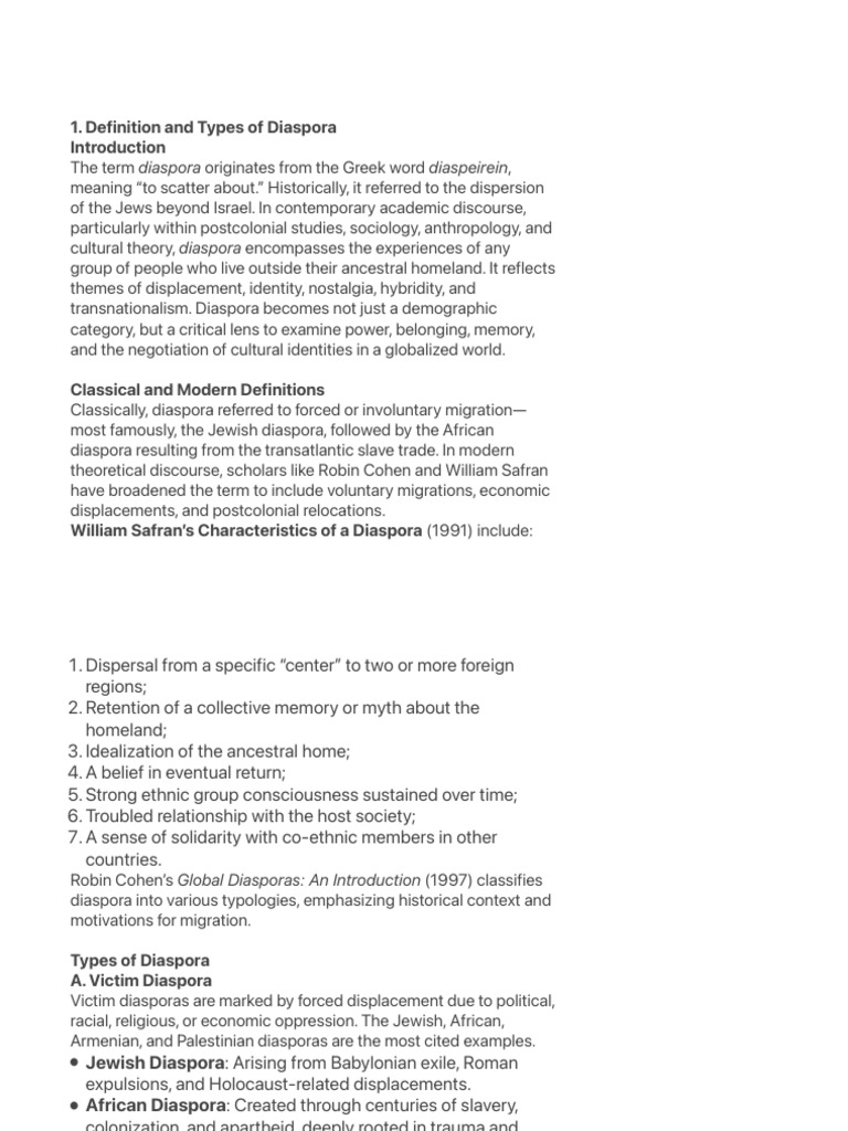 Understanding Diaspora: Definitions & Types | PDF | Human Migration ...
