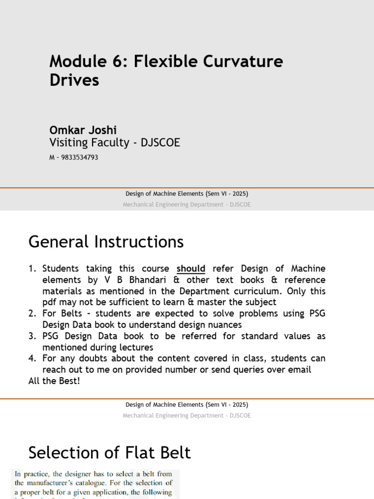 Module 6 Flexible Drives - Lec 3 Flat Belt Selection | PDF | Belt ...