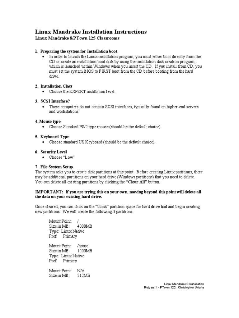 Mandrake8 Install | PDF | Booting | Installation (Computer Programs)
