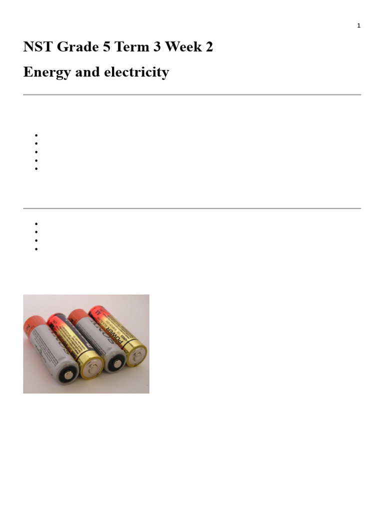 NST Grade 5 Term 3 Week 2 | PDF | Flashlight | Electricity