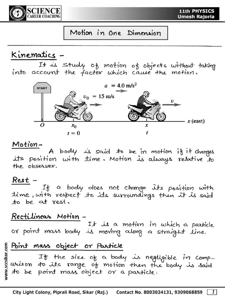 Motion in One Dimension (Kinematics) | PDF