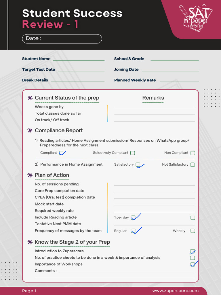Zuperscore SAT Prep Progress Report | PDF