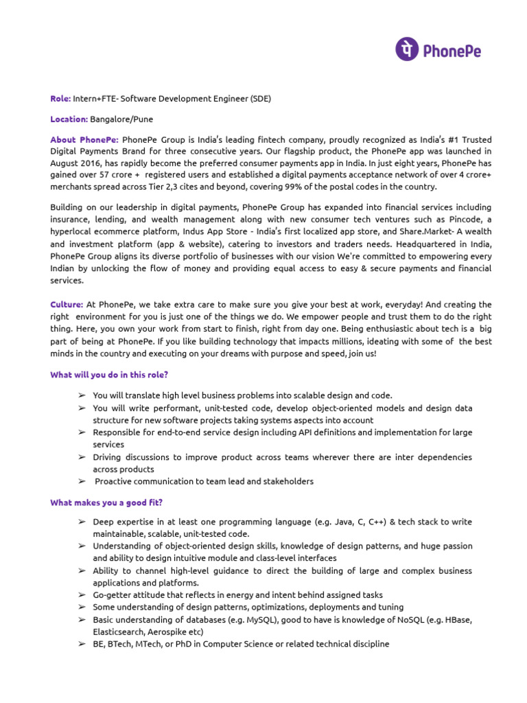 JD Internship Fte Sde Fy26 | PDF | Scalability | Databases