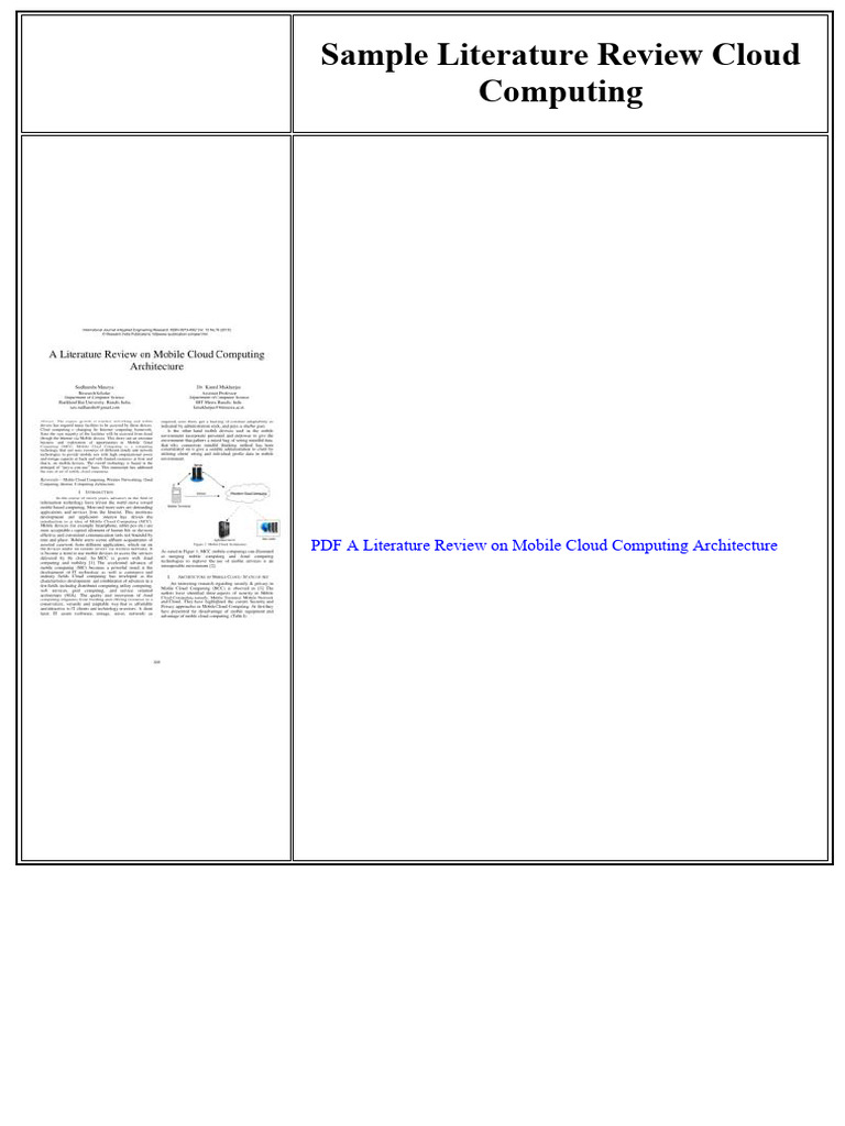 Sample Literature Review Cloud Computing | PDF | Cloud Computing | Big Data