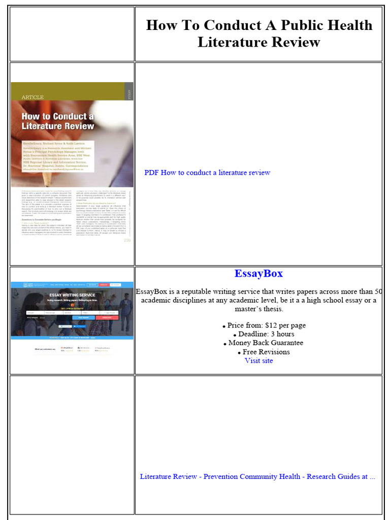 How To Conduct A Public Health Literature Review | PDF | Diabetes ...