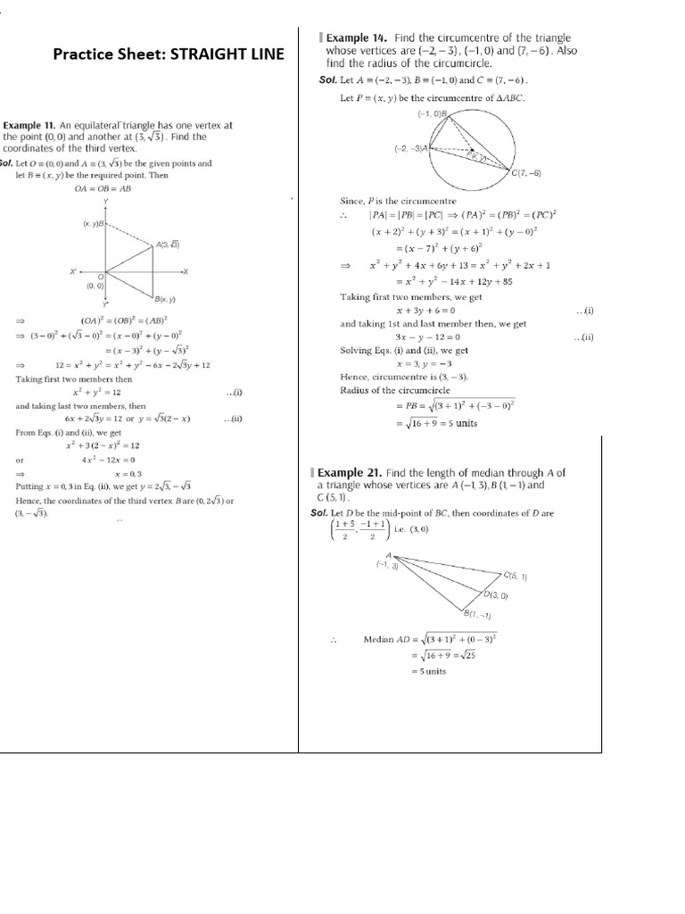 Straight Line Practice Sheet | PDF