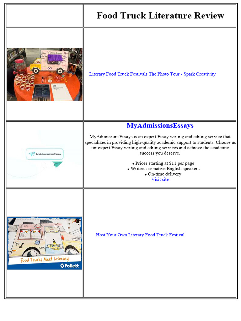 Food Truck Literature Review | PDF | Food Truck | Essays