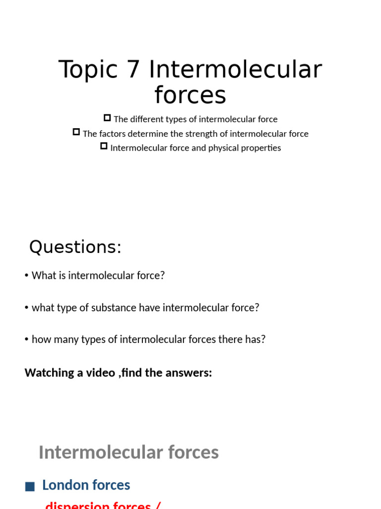 Understanding Intermolecular Forces | PDF | Intermolecular Force ...