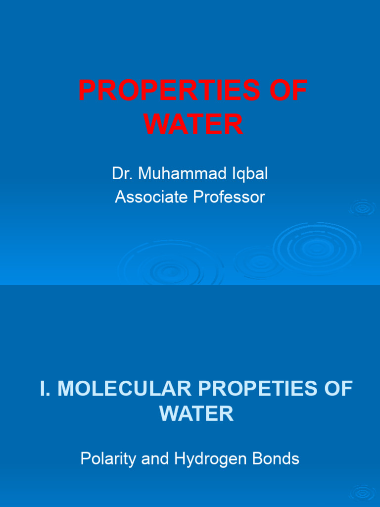 Properties of Water | PDF | Properties Of Water | Chemical Bond