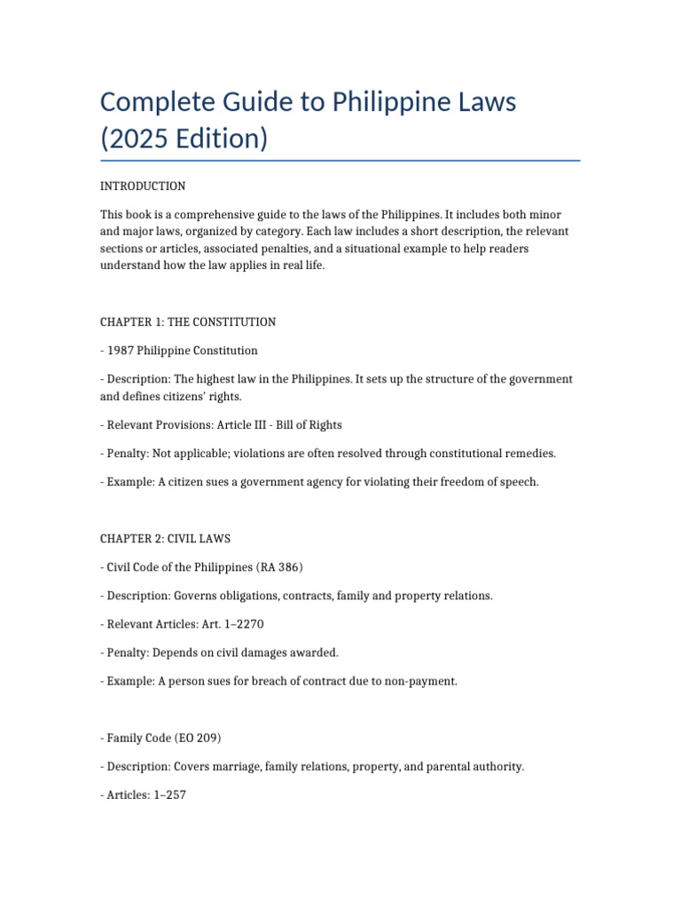 Complete Guide To Philippine Laws 2025 | PDF | Common Law | Justice