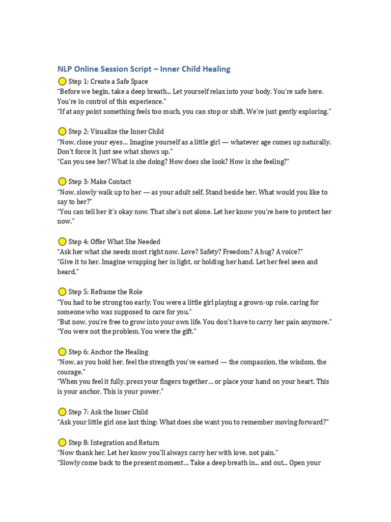 NLP Inner Child Online Session Script | PDF
