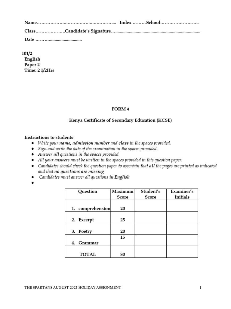 Form 4 August 2025 Holiday Assignment | PDF | Electromagnetic Radiation ...
