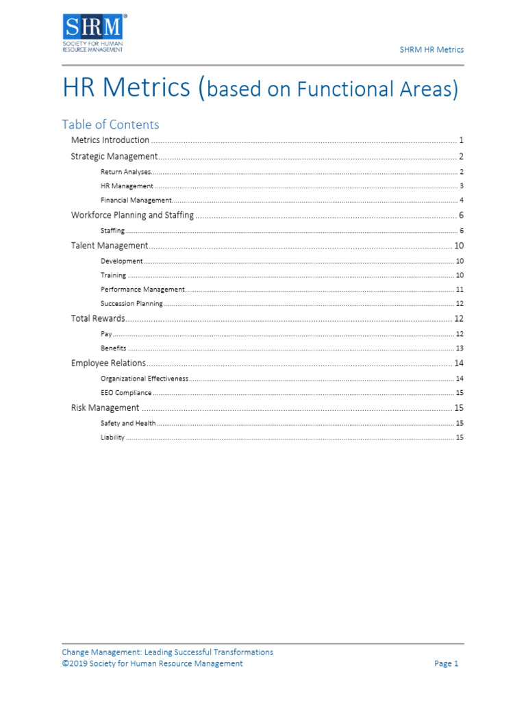SHRM - HR Metrics Shared by HR Learning Hub | PDF | Analytics | Performance Indicator