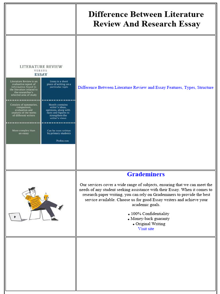 Difference Between Literature Review and Research Essay | PDF | Essays ...