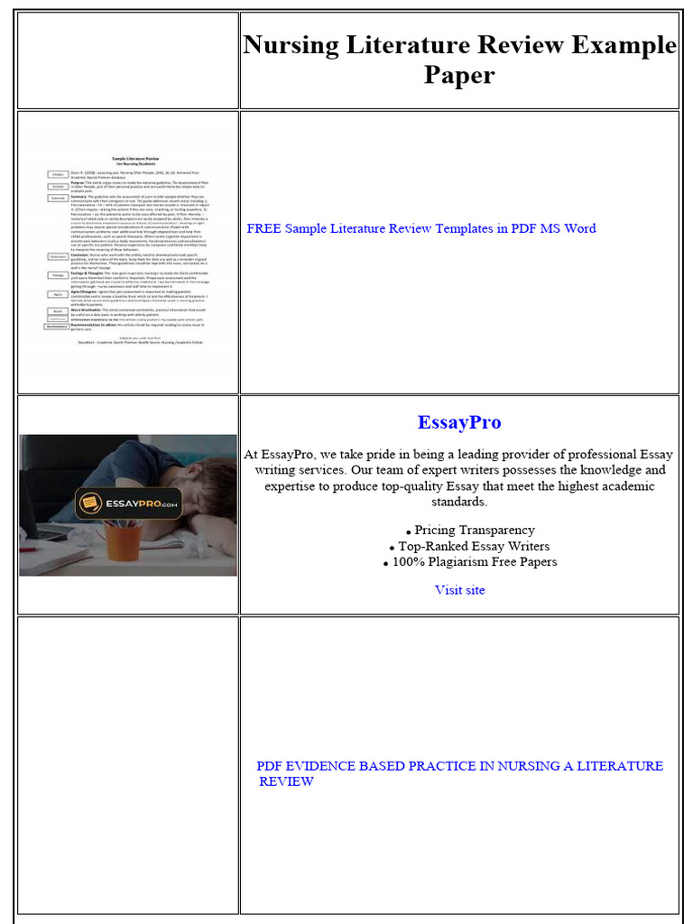 Nursing Literature Review Example Paper | PDF | Attachment Theory ...