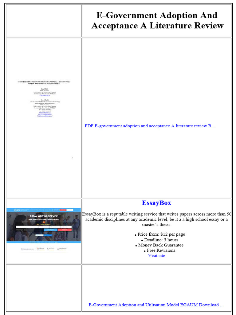 E-Government Adoption and Acceptance A Literature Review | PDF | E ...