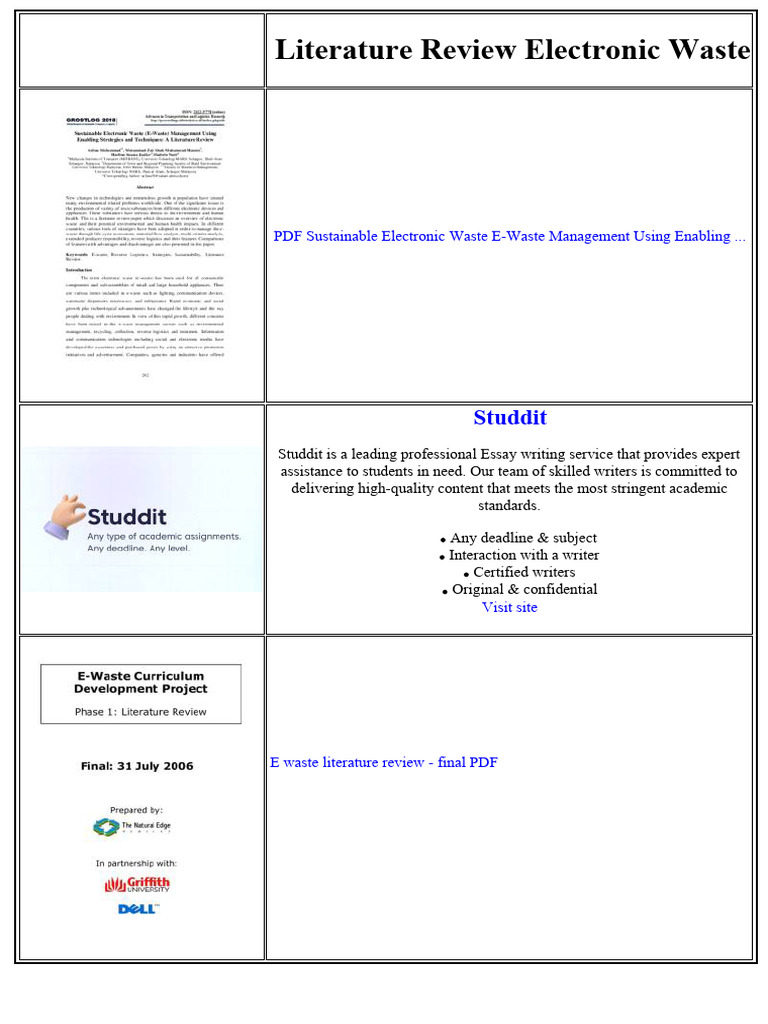 Literature Review Electronic Waste | PDF | Electronic Waste | Waste