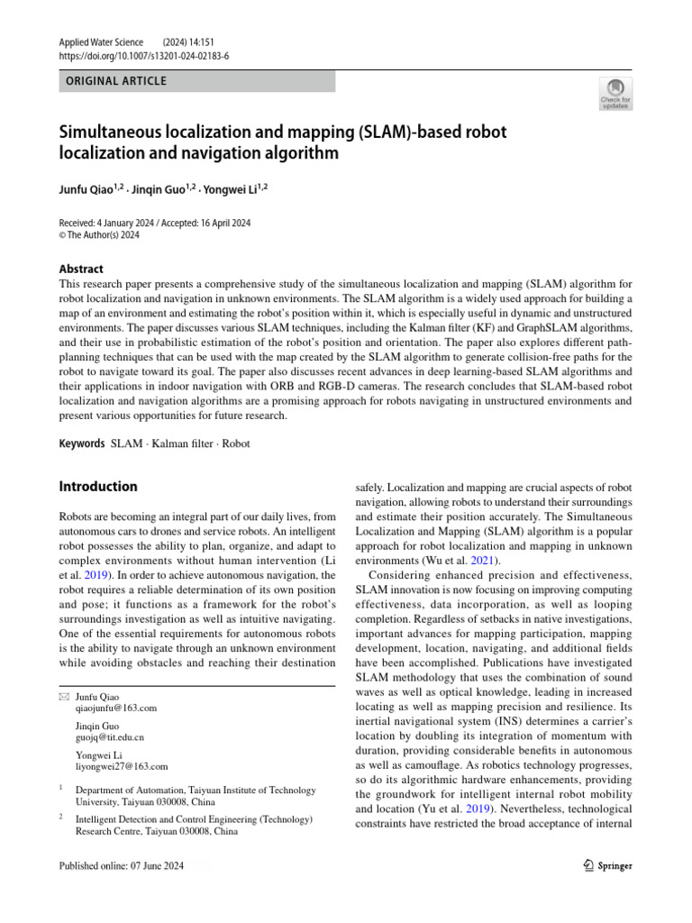 Simultaneous Localization and Mapping SLAM-based R | PDF | Applied Mathematics
