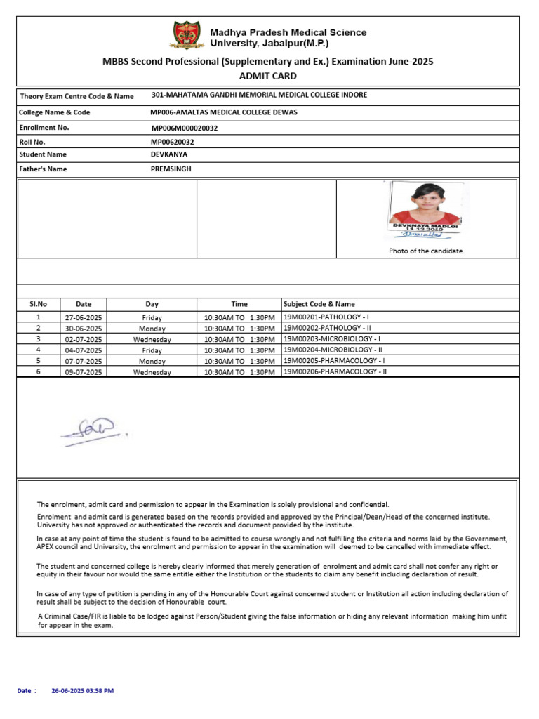 MPMSU MBBS Admit Card 2025 | PDF | Medical School | Justice